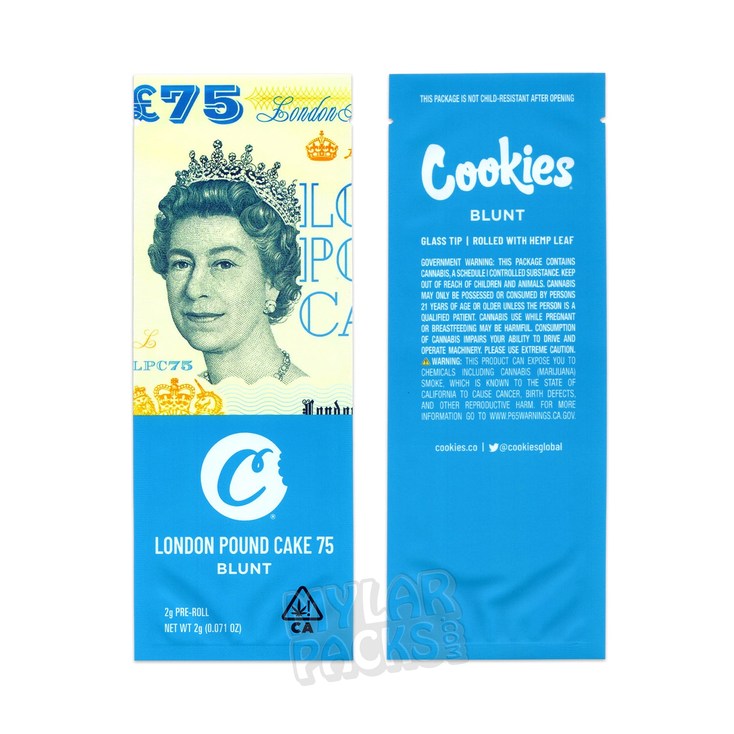 London Pound Cake by Cookies Empty 2g Preroll Blunt Packaging ...
