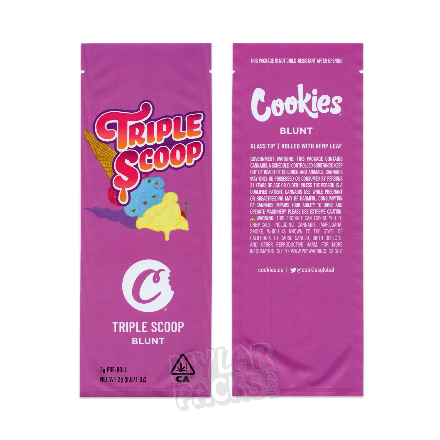 Triple Scoop by Cookies Empty 2g Preroll Blunt Packaging ...