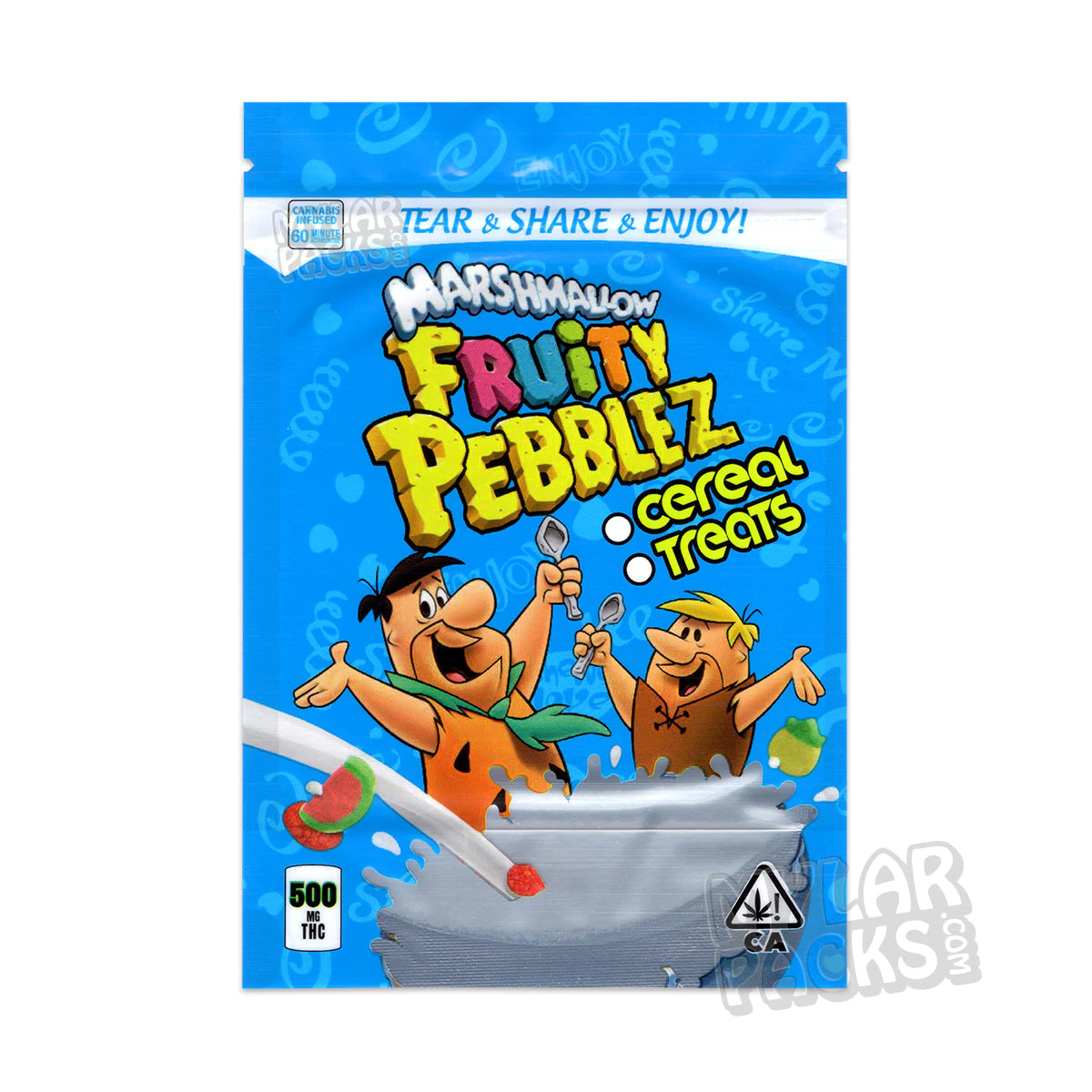 Marshmallow Fruity Pebblez Treats 500mg Empty Edibles Mylar Bags Cereal ...