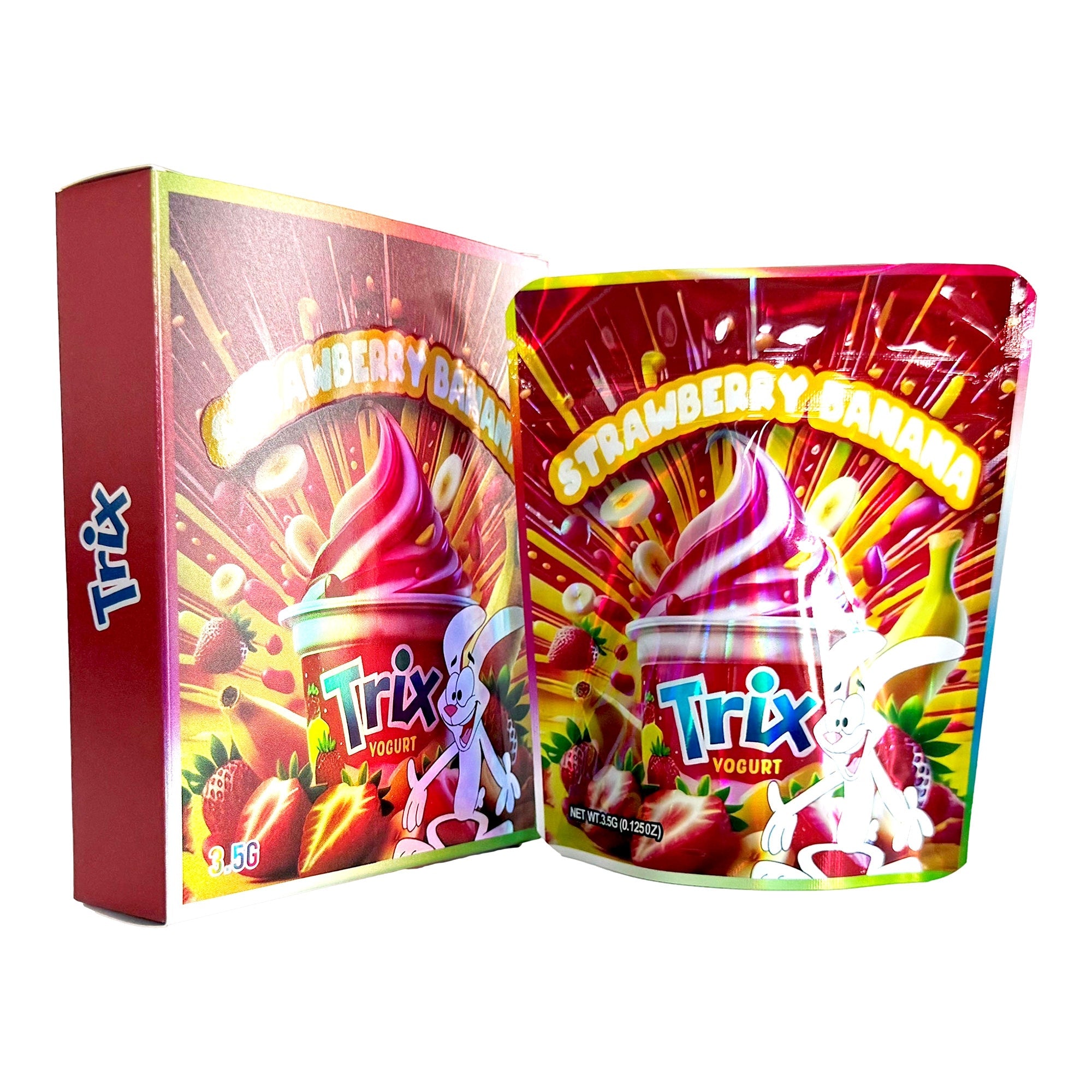Strawberry Banana Trix Yogurt 3.5g Holographic Bag with Matching Box D ...